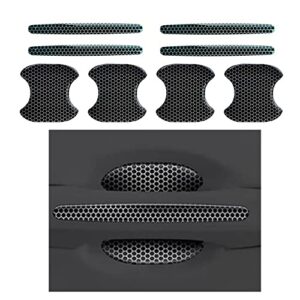 huarxuneg 8pcs car door handle scratched protective film side stick scratched door protector film car door handle reflective strip sticker suitable for most car models black honeycomb pattern