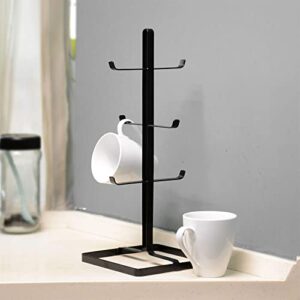 通用 Jiagu Metal Mug Rack Mug Drain Rack Cup Holder Rack Mug Tree Mug Storage Rack Coffee Mug Rack Mug Holder Stand Wine Glass Stand for Kitchen for Table (Black)