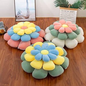 Daisy Petal-Shaped Throw Pillow, Cushion. Suitable for Office, Driving, Sofa, Tatami. Soft and Comfortable, it can be Used as Decoration or as a Gift. (38cm(14.9inch), Green)