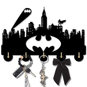 batman key hook for wall, batman decorative key holder for wall, key hanging organizer rack wall mounted for entryway hallway, gift for batman lovers