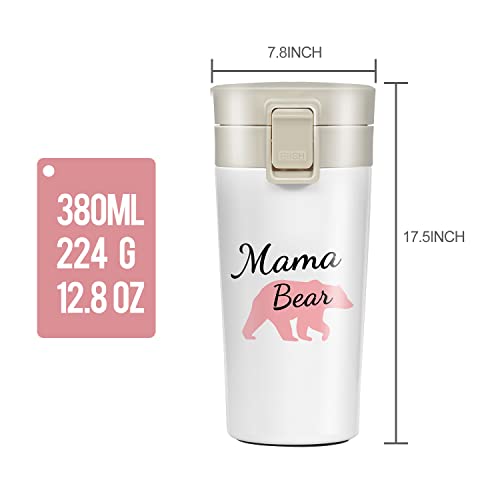 IDOKER Gift for Mom and Women, Mama mug Bear, Double Walled Vacuum Travel Coffee Mug with Lid, Leakproof Mom Mug for Birthday Christmas Mothers Gifts Day from Daughter/ Son.