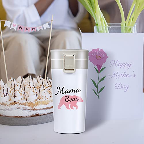 IDOKER Gift for Mom and Women, Mama mug Bear, Double Walled Vacuum Travel Coffee Mug with Lid, Leakproof Mom Mug for Birthday Christmas Mothers Gifts Day from Daughter/ Son.