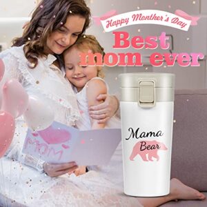 IDOKER Gift for Mom and Women, Mama mug Bear, Double Walled Vacuum Travel Coffee Mug with Lid, Leakproof Mom Mug for Birthday Christmas Mothers Gifts Day from Daughter/ Son.