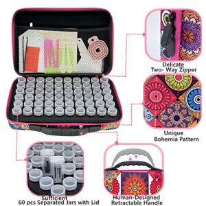 Diamond Painting Storage Containers 60 Slots Big Capacity Diamond Painting Accessories 5D Diamond Painting Tools Set DIY Art Craft Jewelry Beads Rhinestones Organizer (60 Slots, Bohemia)