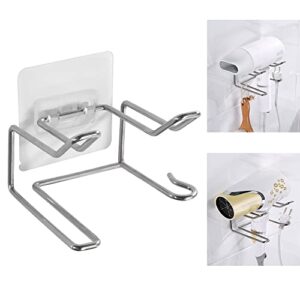 hair dryer holder wall mounted self adhesive blow dryer holder stainless steel hair dryer rack holder silber punching free shelf storage for bathroom/bedroom/washroom