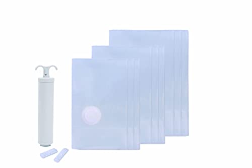 Happeyhao Vacuum Storage Bags for Comforters Blankets Clothes Pillows Travel Space Saver Seal Bag Hand Pump Included (3xLarge 3xMedium 3xSmall))