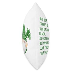 Irish Blessing St Patricks Day Decorative St Patricks Day Gnomes Lucky Shamrocks with Irish Blessings Throw Pillow, 18x18, Multicolor