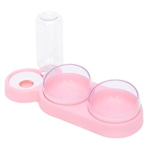 jiangyanus raised cat bowls, 15° tilted cat puppy food and water bowl set with automatic water dispenser bottle cat dish for cat small medium dogs (pink)