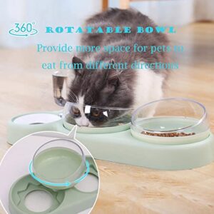 JiangYanus Raised Cat Bowls, 15° Tilted Cat Puppy Food and Water Bowl Set with Automatic Water Dispenser Bottle Cat Dish for Cat Small Medium Dogs (Pink)