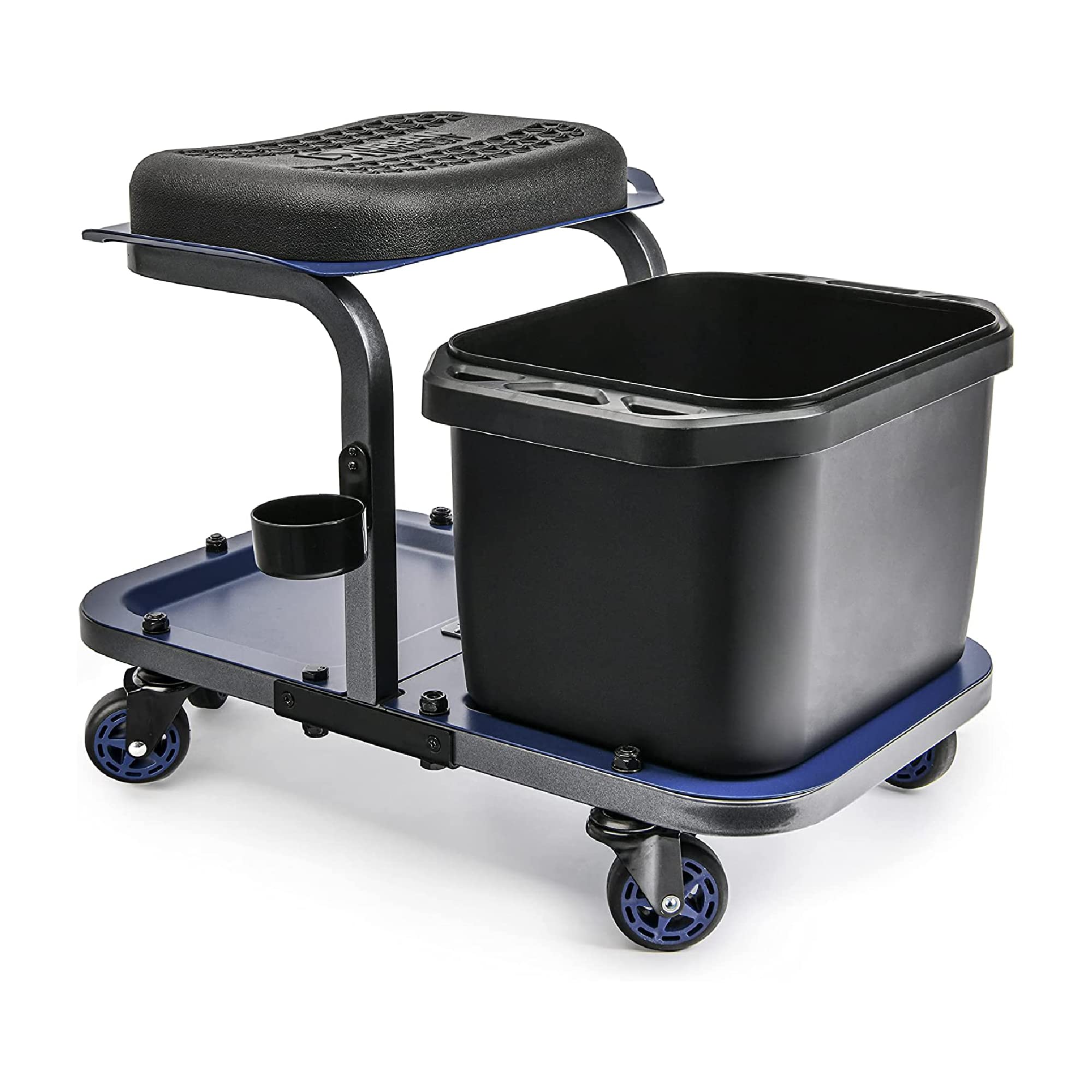 URBANTRANSIT Rolling Car Wash Stool with Bucket - Save Your Back, An Ideal Caddy Cart for Car Detailing, Cleaning, Painting and Gardening - 350 Lb Capacity with Easy-Glide Wheels and Removable Seat