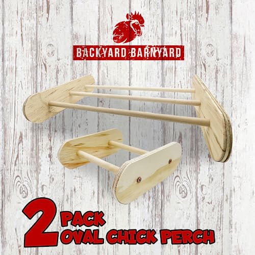 Backyard Barnyard Chick Perch and Mini Chicken Roosting Bar Set (2 Pack) Made in USA!!! Strong Natural Wood Jungle Gym Toys for Brooder and Coop Baby Birds Pollos Gallinas