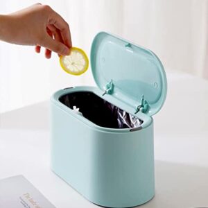 Mini Trash Can with Lid - Removable Small Garbage Can, Tiny Plastic Trash Bin, Pop Up Countertop Wastebasket, Counter Garbage Lint Bin for Bathroom,Office,Kitchen,Desk,Coffee Table(Sky Blue)