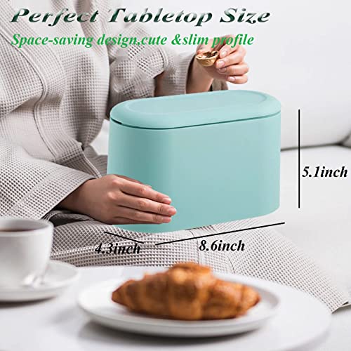 Mini Trash Can with Lid - Removable Small Garbage Can, Tiny Plastic Trash Bin, Pop Up Countertop Wastebasket, Counter Garbage Lint Bin for Bathroom,Office,Kitchen,Desk,Coffee Table(Sky Blue)