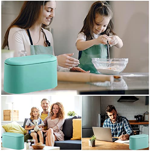 Mini Trash Can with Lid - Removable Small Garbage Can, Tiny Plastic Trash Bin, Pop Up Countertop Wastebasket, Counter Garbage Lint Bin for Bathroom,Office,Kitchen,Desk,Coffee Table(Sky Blue)