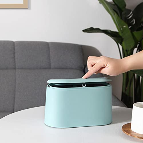 Mini Trash Can with Lid - Removable Small Garbage Can, Tiny Plastic Trash Bin, Pop Up Countertop Wastebasket, Counter Garbage Lint Bin for Bathroom,Office,Kitchen,Desk,Coffee Table(Sky Blue)