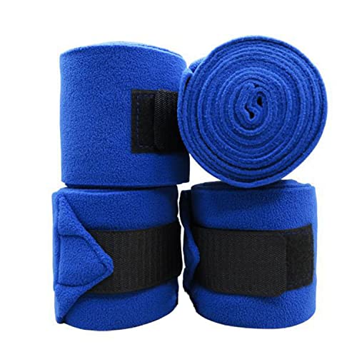 Wandrola Polo Leg Wraps Soft Fleece Horse Bandages Set of 4, Blue