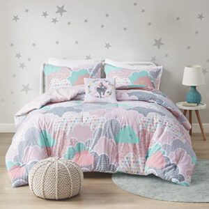 urban habitat kids comforter vibrant fun and playful unicorn print down alternative all season children bedding-set, girls bedroom décor, twin/twin xl, harmony pink with 1 dec pillow