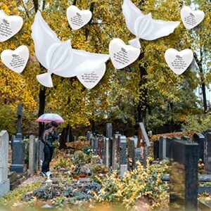 50 PCS White Memorial Balloons Set 40 PCS Memorial Balloons 8 PCS Peace Dove Balloons Funeral Remembrance Balloons 2 Rolls of Ribbons for Condolence Funeral Anniversary Memorial Services