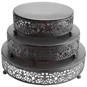 nvanvmm 3 pieces cake stands set round cupcake stands set iron wedding brithday party celebration dessert display plates silver, gold,silver