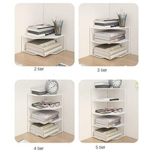 通用 Small Corner Bookshelf, White, Black, Gold Metal Corner Shelf, Kitchen Storage Rack, Desktop Storage, Office Corner Organizer (Gold, 3 Tier)