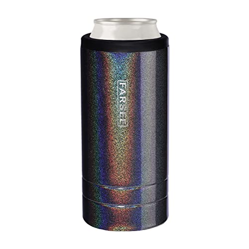 Skinny Can Cooler for 12oz Slim Can beers & Hard Seltzers,Stainless Steel Double Wall,Vacuum & Copper Insulated,Can holder (Glitter Black)