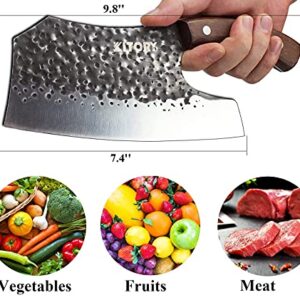 Kitory Forged Vegetable Cleaver Effort Saving Kitchen Hybrid Knife + Black Knife Block Knife Storage for Protecting Knife Blade