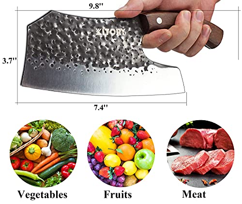 Kitory Forged Vegetable Cleaver Effort Saving Kitchen Hybrid Knife + Black Knife Block Knife Storage for Protecting Knife Blade