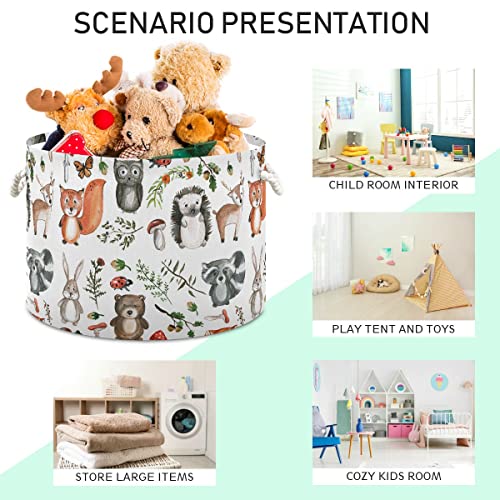 senya Storage Bin Basket Large Foldable Clothes Bag Round Collapsible Fabric Laundry Hamper Folding Washing Bin Woodland