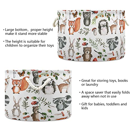 senya Storage Bin Basket Large Foldable Clothes Bag Round Collapsible Fabric Laundry Hamper Folding Washing Bin Woodland