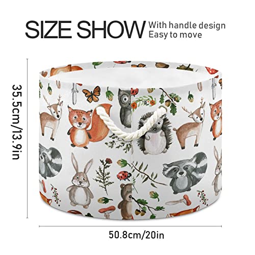 senya Storage Bin Basket Large Foldable Clothes Bag Round Collapsible Fabric Laundry Hamper Folding Washing Bin Woodland