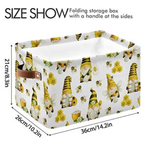 Wusikd Dwarf Bee Storage Basket Set of 1 Large Fabric Storage Basket Bins Box Cube with Handles Collapsible Closet Shelf Clothes Organizer Basket for Nursery Bedroom