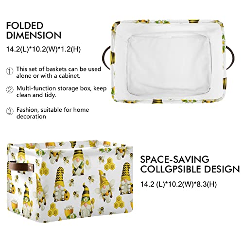 Wusikd Dwarf Bee Storage Basket Set of 1 Large Fabric Storage Basket Bins Box Cube with Handles Collapsible Closet Shelf Clothes Organizer Basket for Nursery Bedroom