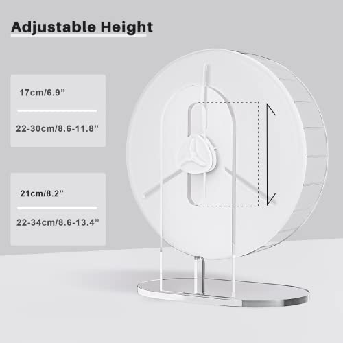 BUCATSTATE Hamster Exercise Wheel Super-Silent with Adjustable Base Cage Accessories Quiet Spinning Running Wheel for Dwarf Syrian Hamster Gerbils (6.7in, White)