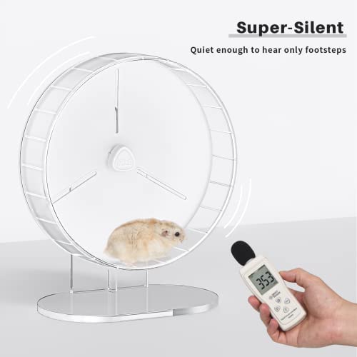 BUCATSTATE Hamster Exercise Wheel Super-Silent with Adjustable Base Cage Accessories Quiet Spinning Running Wheel for Dwarf Syrian Hamster Gerbils (6.7in, White)