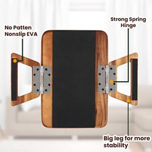 Tinamo Acacia Wood Sofa Armrest Tray -Sofa Arm Tray Table Clip - Couch Arm Table for Wide Couches - Wooden Side Tables for Small Spaces for Eating and Drink (Rectangular, Acacia)