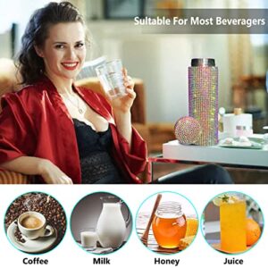 Bling Crytal 17oz Insulated Water Bottle with Strainer,Stainless Steel Thermal Bottle,Leak-Proof Double Walled Vacuum Insulated ,Diamond vacuum flask for woman to Travel, Picnic& Camping (multi)