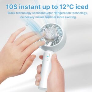 SWEETFULL Portable Handheld Fan Personal Air Conditioner mini Fan Semiconductor Cooling Small Personal Cooler USB Rechargeable hand held Fan Cute Design Fan for women indoor/outdoor, 3 Speeds