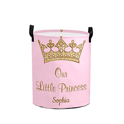 Laundry Basket Our Little Princess Laundry Bag Hamper Collapsible Oxford Cloth Home Storage Bin with Handles