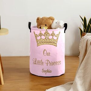 Laundry Basket Our Little Princess Laundry Bag Hamper Collapsible Oxford Cloth Home Storage Bin with Handles