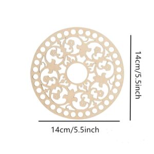 SDUSEIO 4 Pieces Wooden Bottom for Crochet Baskets DIY Weaving Supplies Crochet Basket Wood Bases Shaper for Making Knitting Crochet Yarn Storage Bag