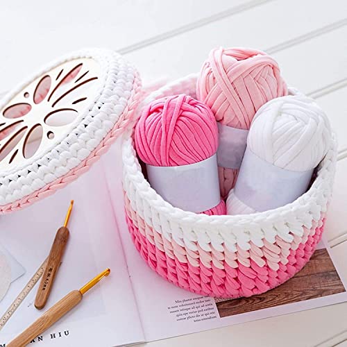 SDUSEIO 4 Pieces Wooden Bottom for Crochet Baskets DIY Weaving Supplies Crochet Basket Wood Bases Shaper for Making Knitting Crochet Yarn Storage Bag