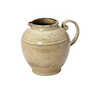 creative co-op stoneware, reactive glaze pitcher, 8" l x 7" w x 7" h, greige