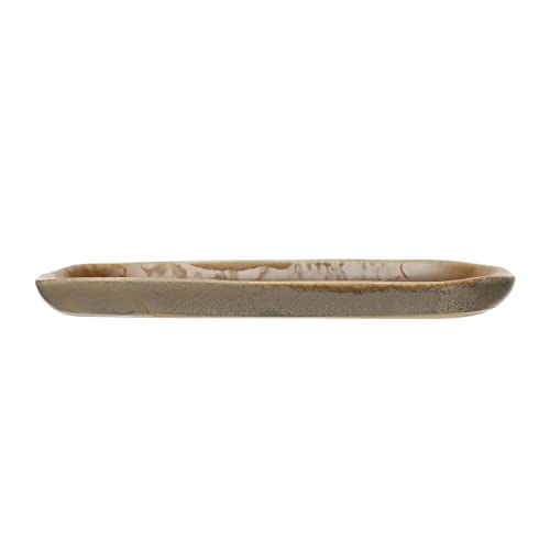 Bloomingville Stoneware, Reactive Glaze Platter, 10" L x 6" W x 1" H, Brown