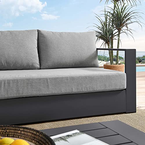 Modway Tahoe Outdoor Patio Powder-Coated Aluminum Sofa, Gray Gray