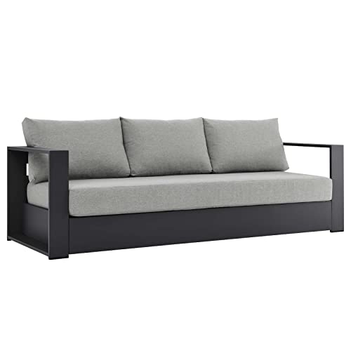 Modway Tahoe Outdoor Patio Powder-Coated Aluminum Sofa, Gray Gray