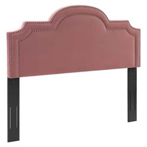 modway belinda performance velvet headboard, twin, dusty rose