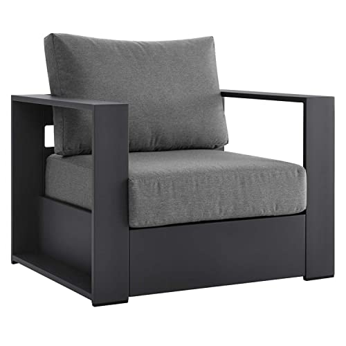 Modway Tahoe Outdoor Patio Powder-Coated Aluminum Armchair, Gray Charcoal