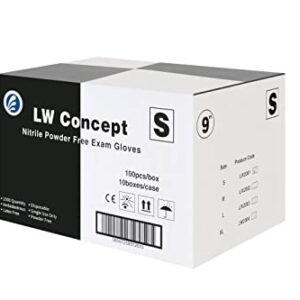 LW Concept Disposable Nitrile Gloves, Chemical Resistant, Powder-Free, Latex-Free, Non-Sterile, Food Safe, 5 Mil, Black, 1000-Count (Small)