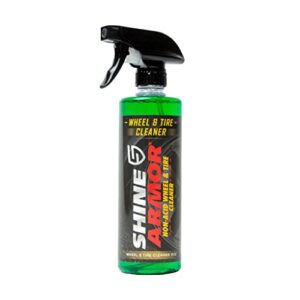 shine armor wheel cleaner tire shine spray for car detailing | rim cleaner & brake dust remover safe for chrome alloy painted powder coated wheels | magnum wheel wash 16 fl oz