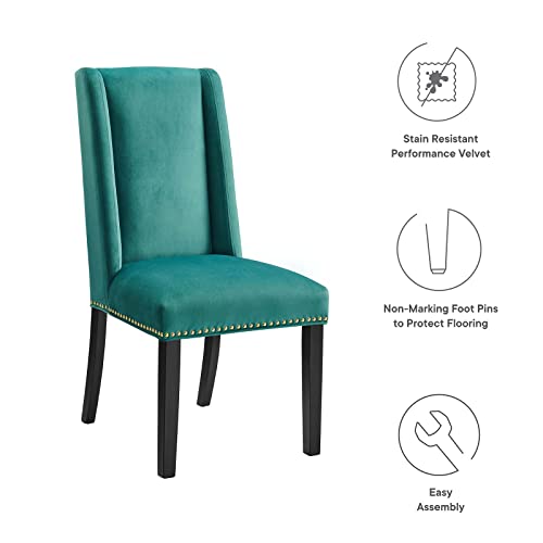 Modway Baron Performance Velvet Set of 2 Dining Chair, Teal